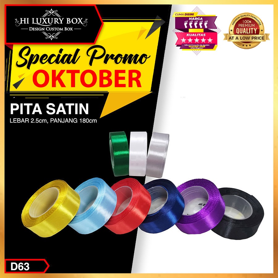 Jual Pita Satin Ribbon Kado 1 Inch (2.5 cm) / Panjang 18 Meter|D63 | Shopee Indonesia