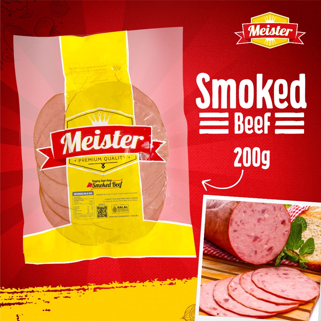 Jual Meister Smoked Beef 200gr isi 7 pcs - Daging Sapi Asap | Shopee ...