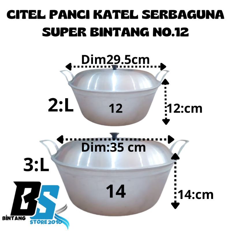 Jual Citel Panci Katel Serbaguna Set Tutup No 12 Bahan Alumunium Cor ...