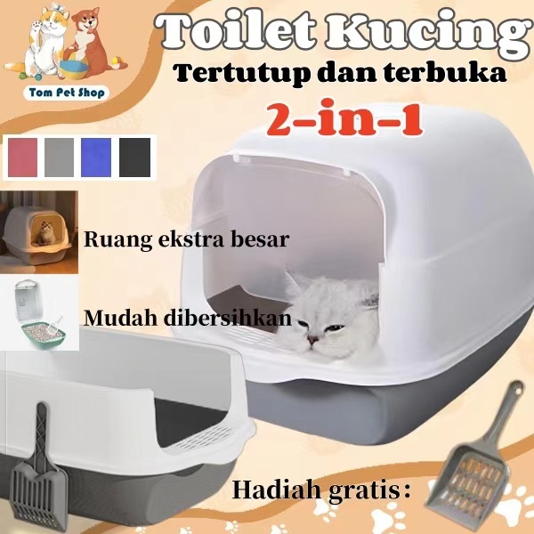 Jual Cat Litter Box 2-in-1 Tempat Bak Pasir Kucing kotak kotoran kucing ...