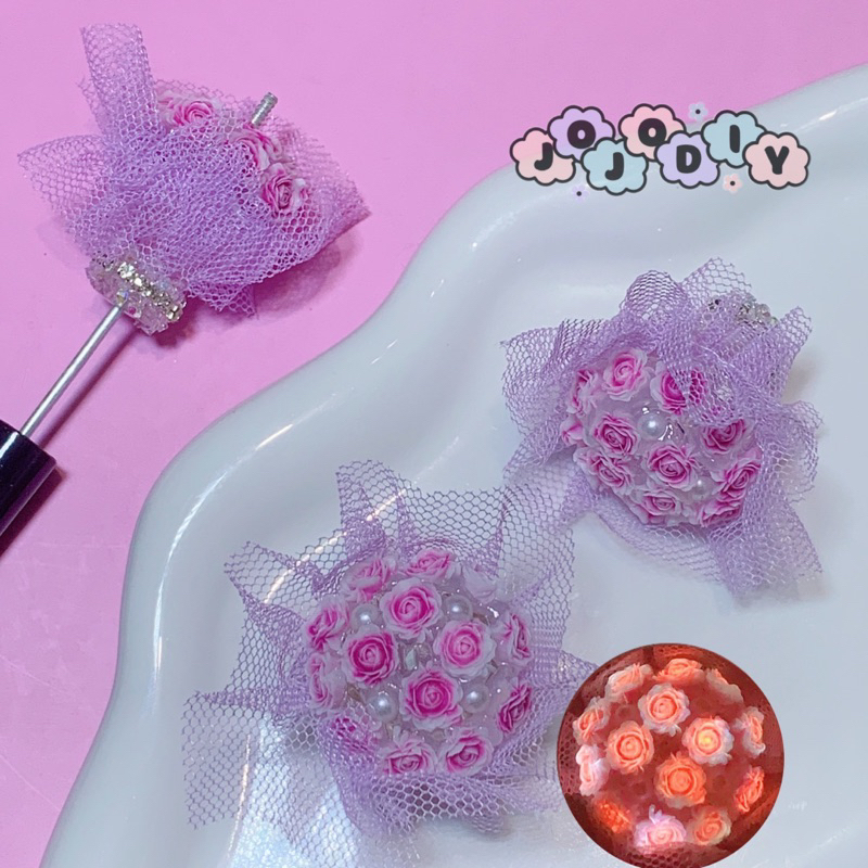 Jual (1Pcs) F20 Mote Fancy Manik Bunga Bouquet Mawar Rose GID | Shopee ...