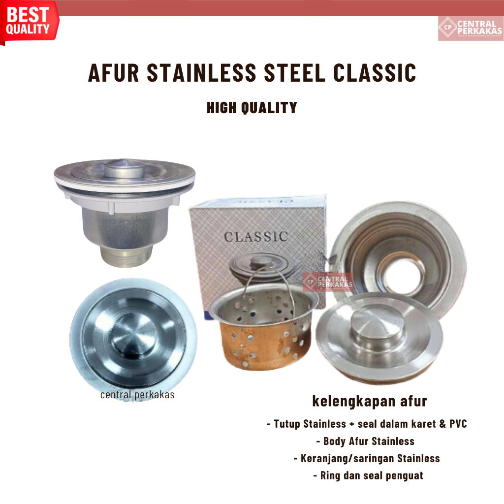 Jual Afur bak cuci piring stainless classic / Afur saringan bak cuci ...