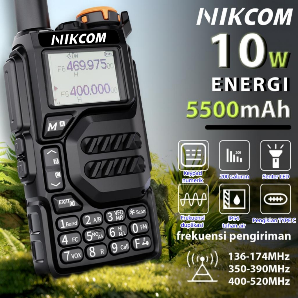 Jual HT NIKCOM Radio Portabel Walkie talkie jarak jauh 10 Watt U/V ...