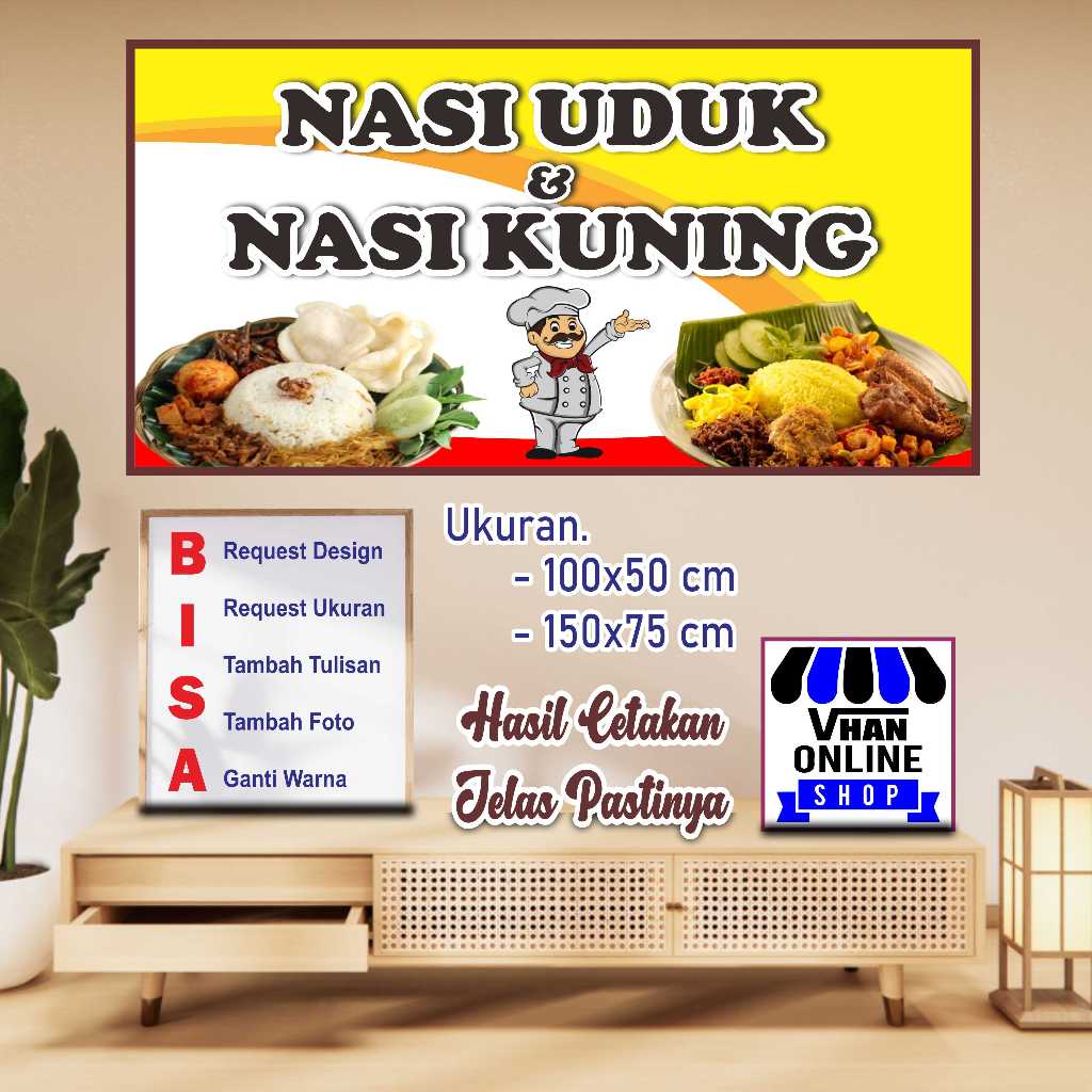 Jual Cetak Spanduk Banner Custom Jualan Nasi Kuning dan Nasi Uduk ...