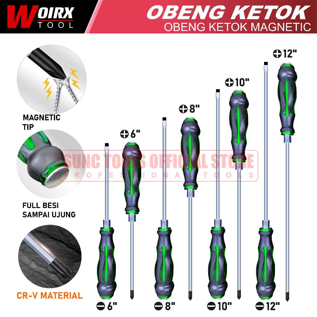 Jual WOIRX TOOL Obeng Ketok Obeng Getok Plus Minus Magnet 6" 8" inch ...