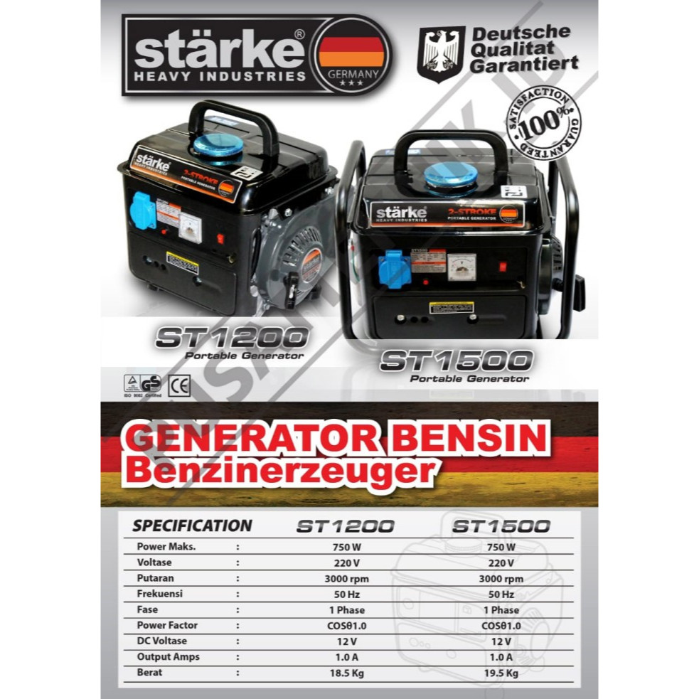 Jual GENSET STARKE 2 TAK TG1200 TG 1200 650 WATT MAKSIMAL 750 WATT ...