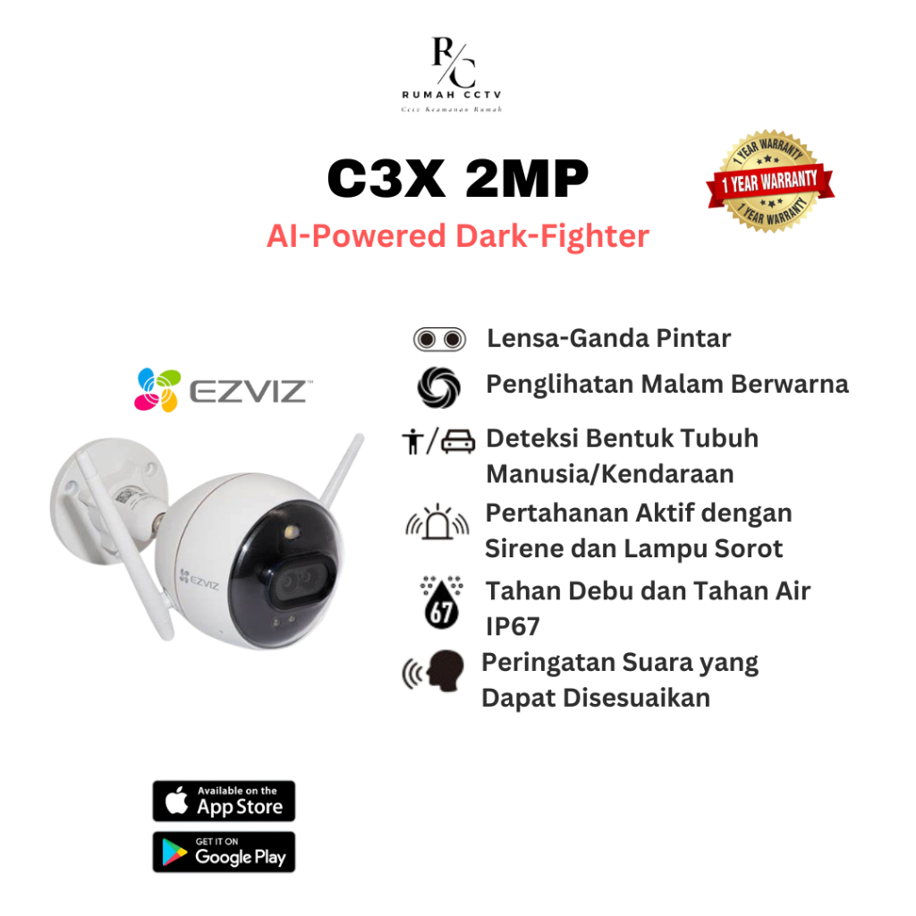 Jual EZVIZ - C3X 2MP AI-Powered Dark-Fighter Camera Cctv Outdoor/Dual Lensa Camera/Smart Color ...