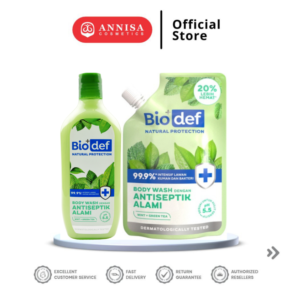 Jual Biodef Natural Protection Mint + Green Tea Body Wash | Shopee ...
