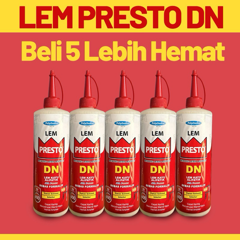 Jual Lem kayu alifatik / lem presto DN 600 gram (beli 5 lebih hemt ...