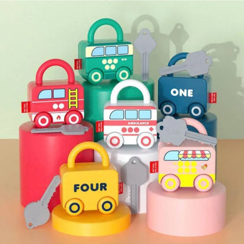 Jual NEW baru mainan gembok anak number learning lock set kunci puzzle ...