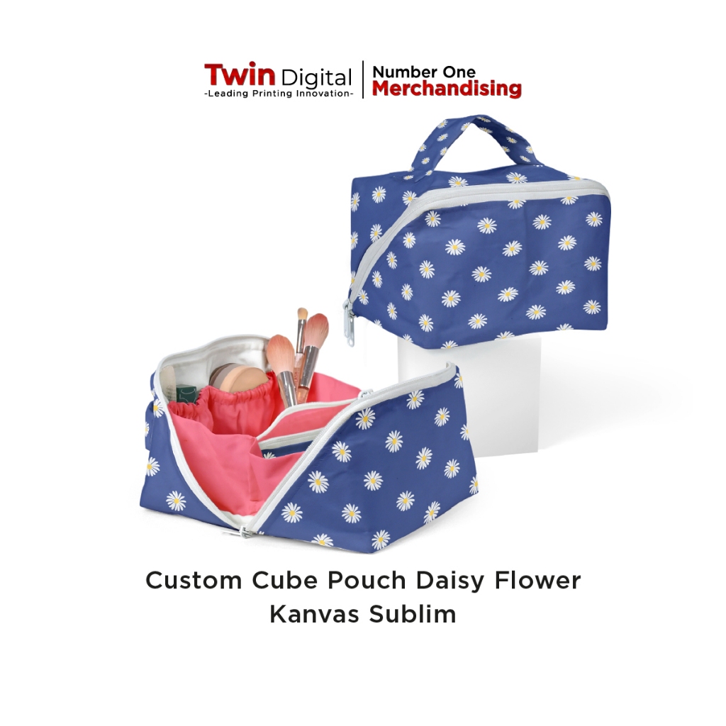 Jual Twin Digital Custom Cube Pouch Daisy Flower Kanvas Sublim - Tas ...