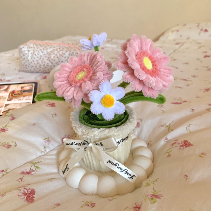 Jual FLOWER POT PREMIUM | Bunga Pot Kawat Bulu | Pot Bunga Mini | Bunga ...