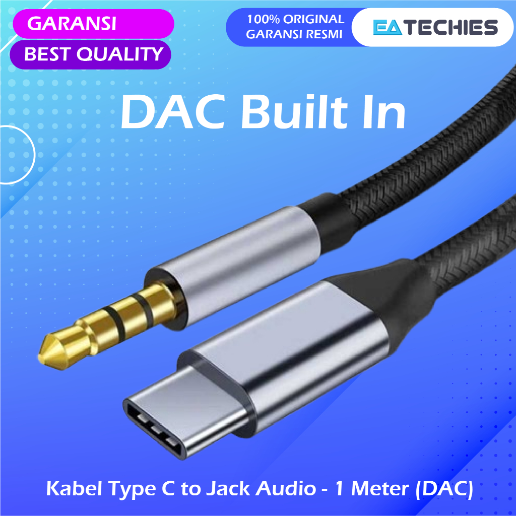 Jual Kabel Type C to Audio Jack 3.5mm Male DAC 1 Meter / 1M - Android ...