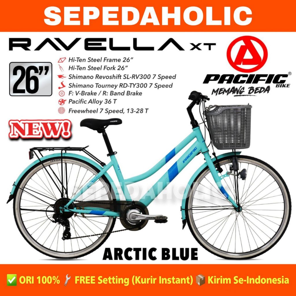 Jual Sepeda City Bike PACIFIC RAVELLA XT Ukuran 26 Inch 7 Speed Perempuan Dewasa Keranjang ...