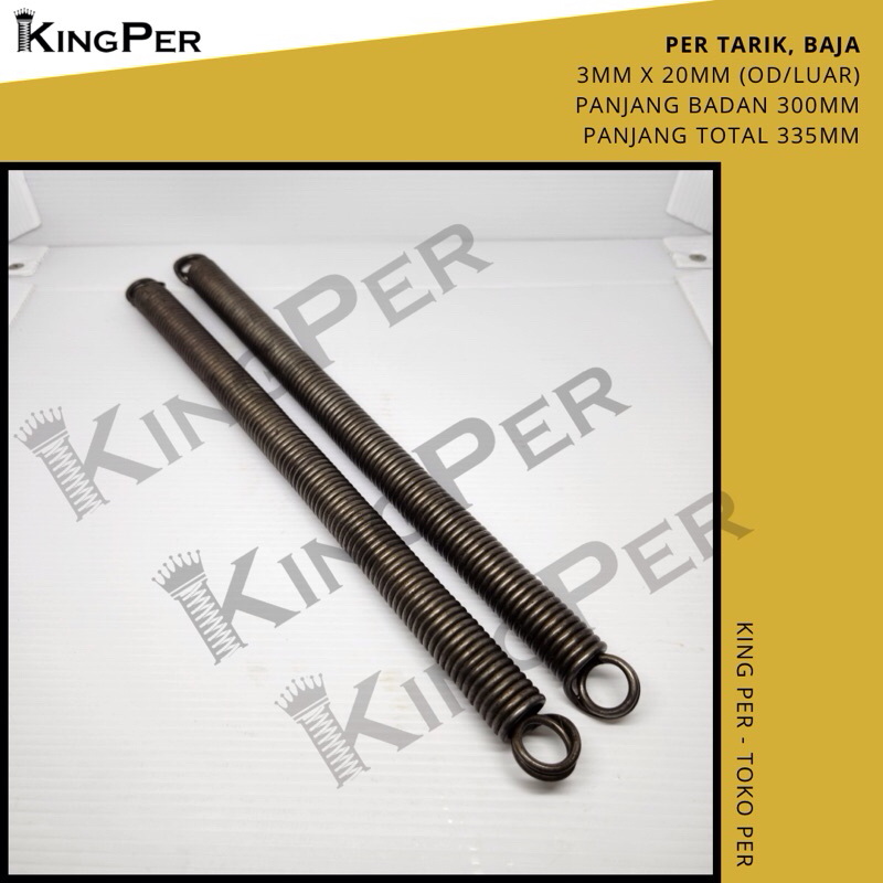 Jual Per Tarik Baja 3mm x 20mm (OD), Panjang Badan 300mm, Panjang Total ...