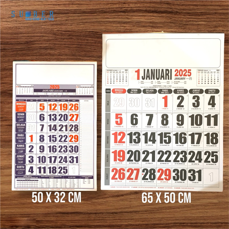 Jual Kalender / Kalender Kantor / Tanggal Masehi & Hijriah / Size Kecil ...