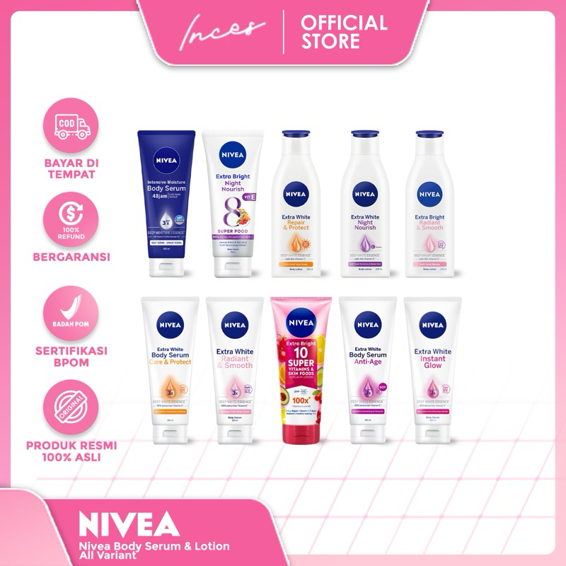Jual 𝓲𝓷𝓬𝓮𝓼 - Nivea Body Serum Series 180ml | Shopee Indonesia