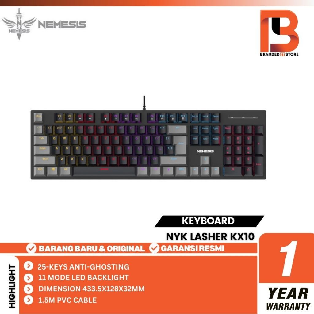 Jual NYK LASHER KX10 Mechanical Fullsize Gaming Keyboard | Shopee Indonesia