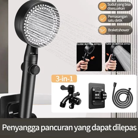 Jual Kepala Shower Mandi Hitam Premium/5 Mode Air Shower set Head Shower Handheld Shower ...