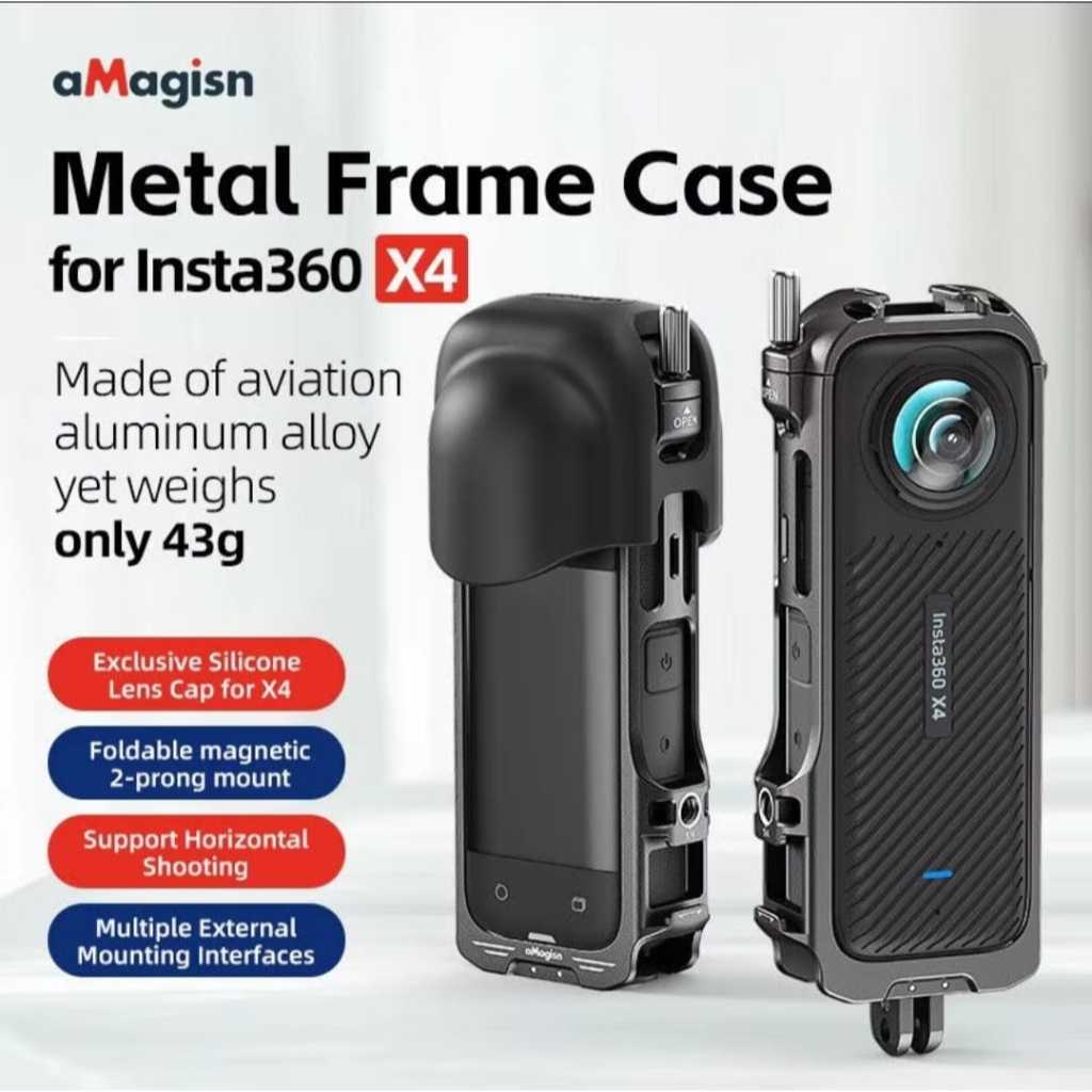 Jual AMAGISN Metal Frame Case for INSTA360 X4 Horizontal Alumunium Rig ...
