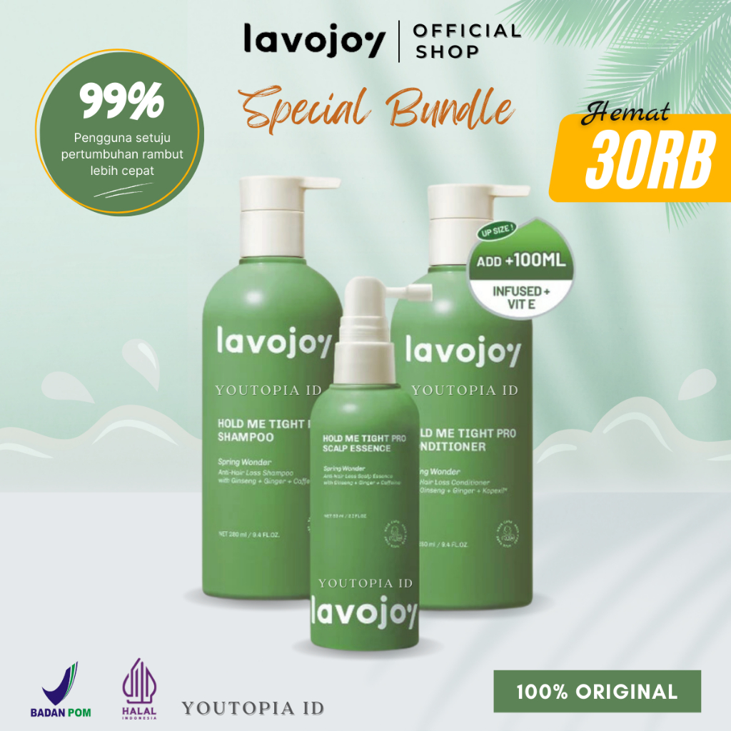 Jual ⚡𝐏𝐑𝐎𝐌𝐎⚡Lavojoy Shampoo + Conditioner + Scalp Essence Untuk Rambut ...