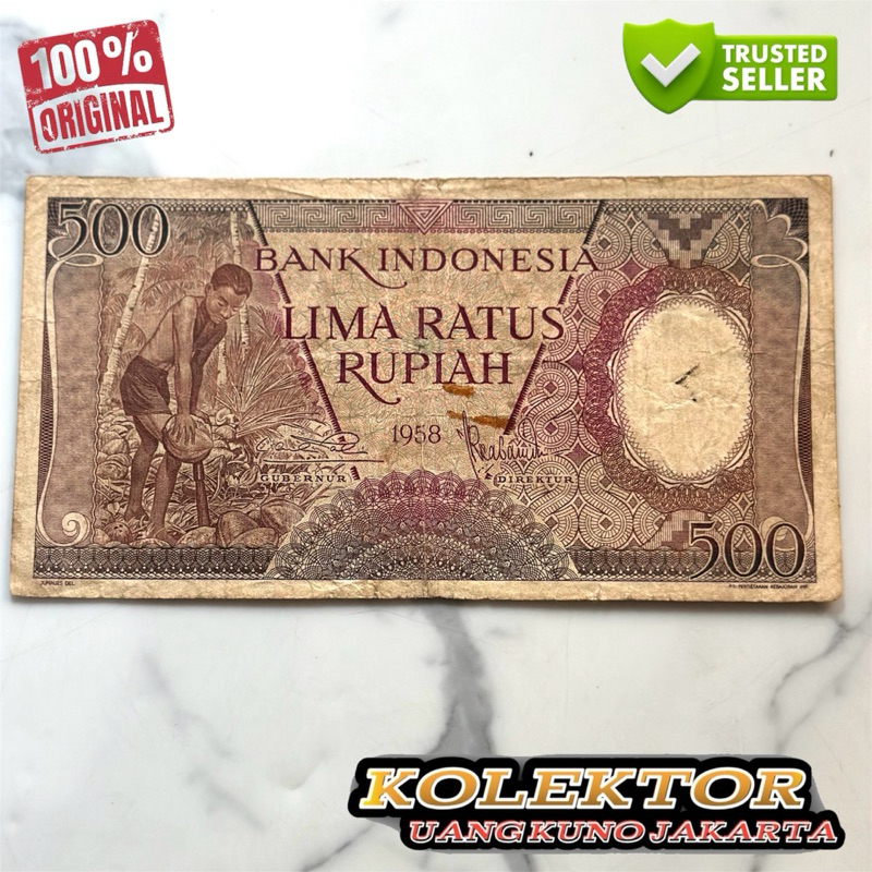 Jual UANG KERTAS KUNO INDONESIA 500 LIMA RATUS RUPIAH TH 1958 KUPAS ...
