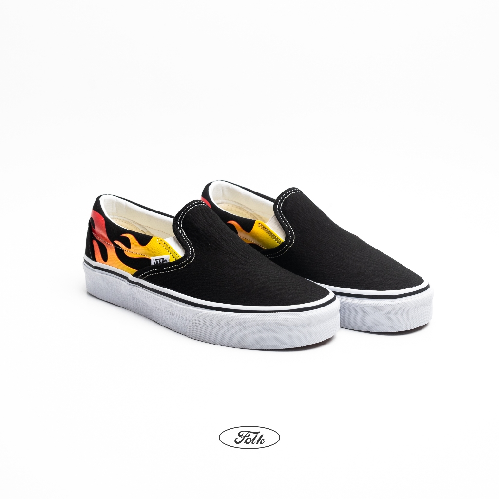 Jual SNEAKER - VANS SLIP ON FLAME BLACK WHITE RED FLAME (SEPATU ...