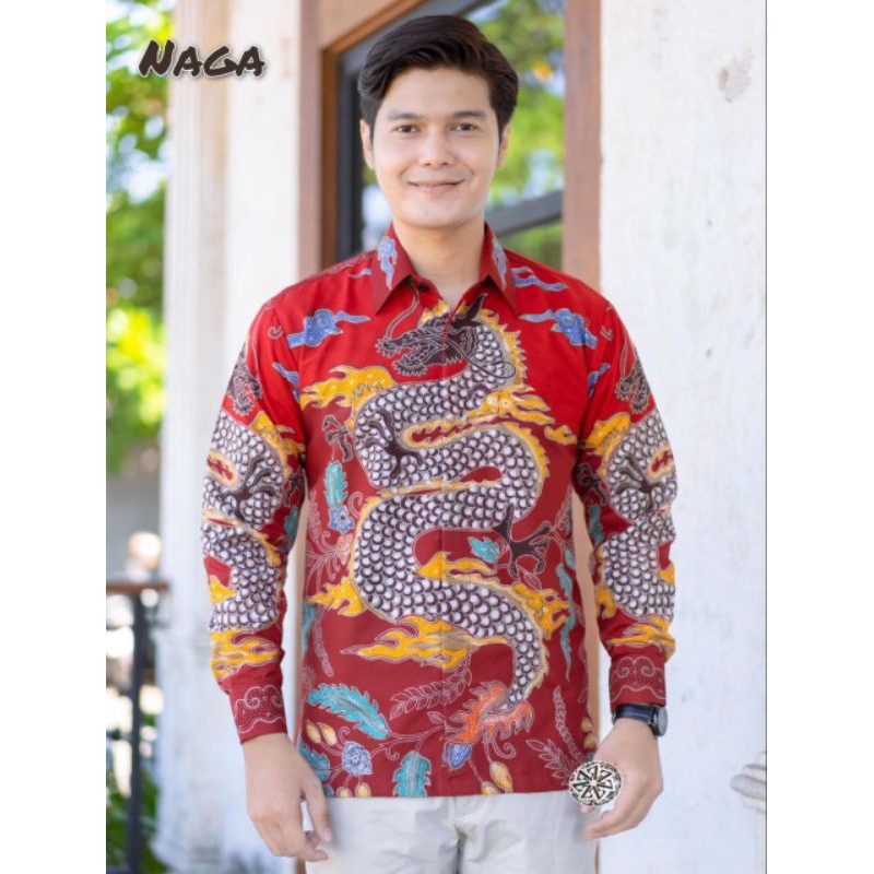 Jual MEIFA BATIK Kemeja Batik Tulis Asli Motif Naga BISA COD Lengan ...