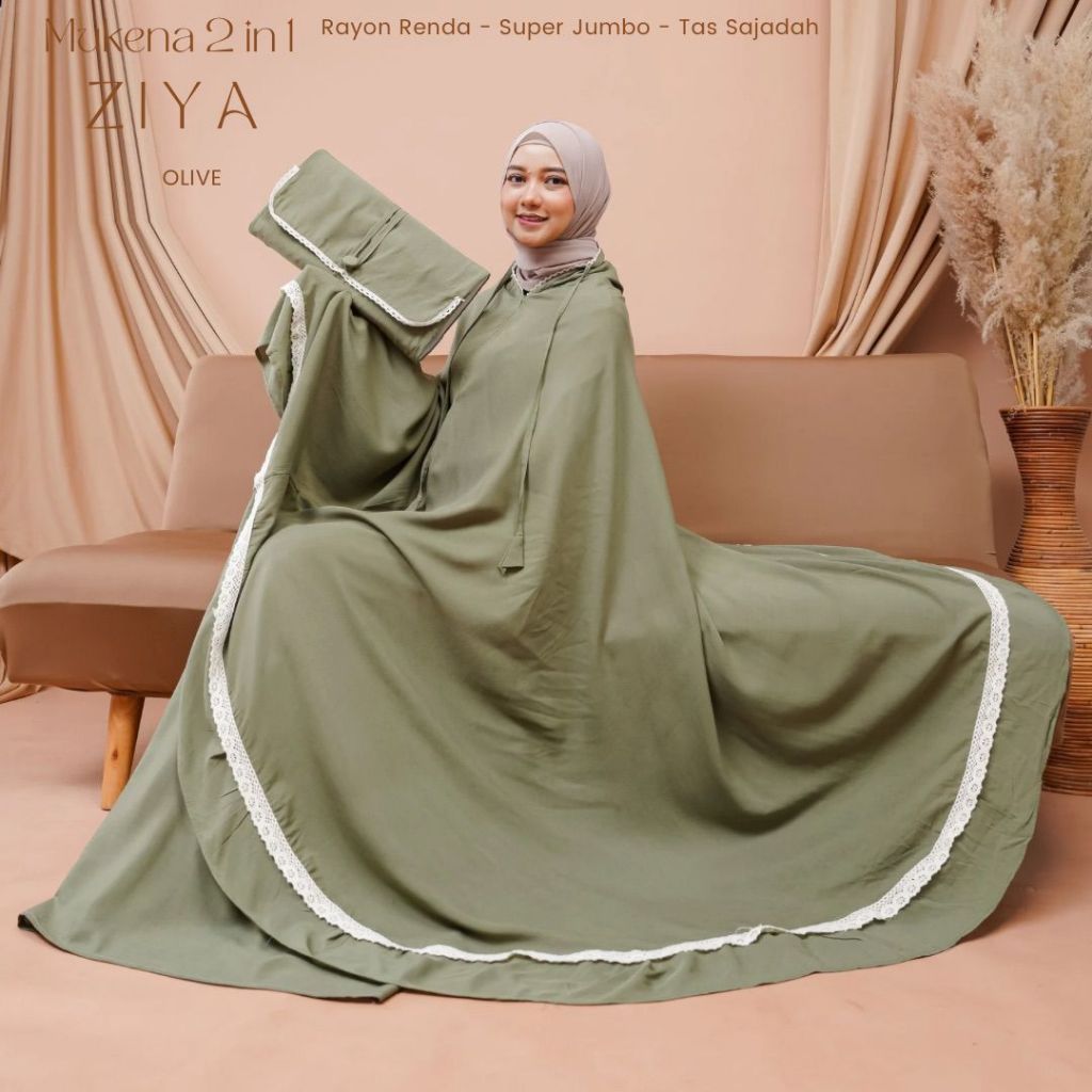 Jual Mukena Dewasa Polos Renda Resliting Rayon ZIYA Super Jumbo Traveling 2in1 | Shopee Indonesia
