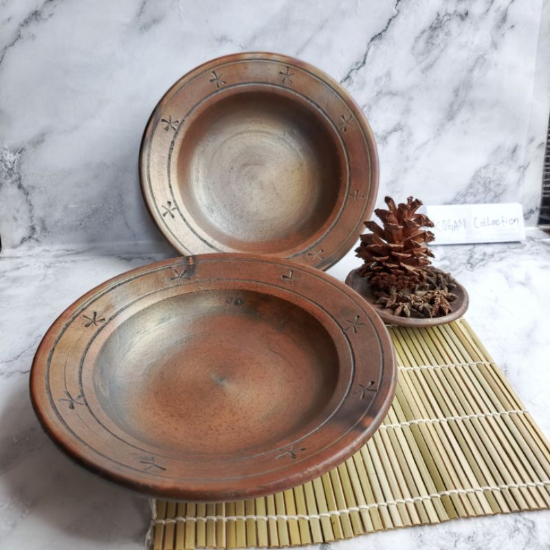 Jual PIRING MAKAN TANAH LIAT GERABAH 18-20-22-24-26-28cm tebal | Shopee ...