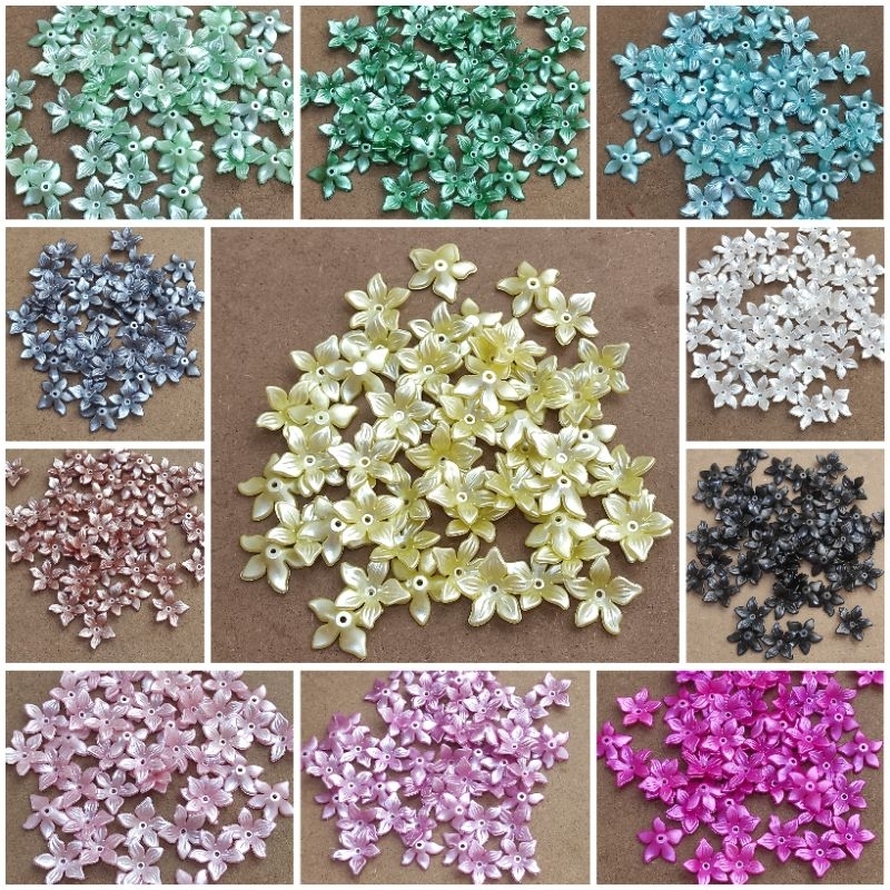 Jual 36pcs manik bunga kecil mutiara ukuran 2.7cm | Shopee Indonesia