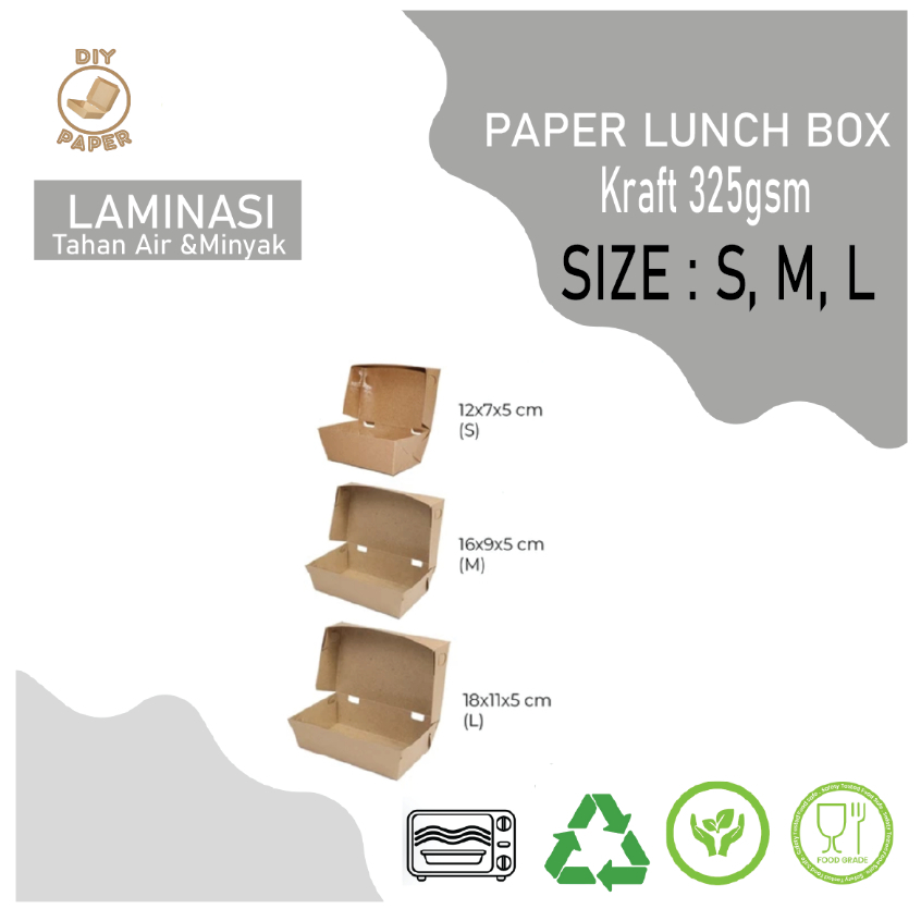 Jual PAPER DELI BOX FOOD (MODEL 2 UKURAN S, M, L KRAFT 325 GSM ) PAIL ...