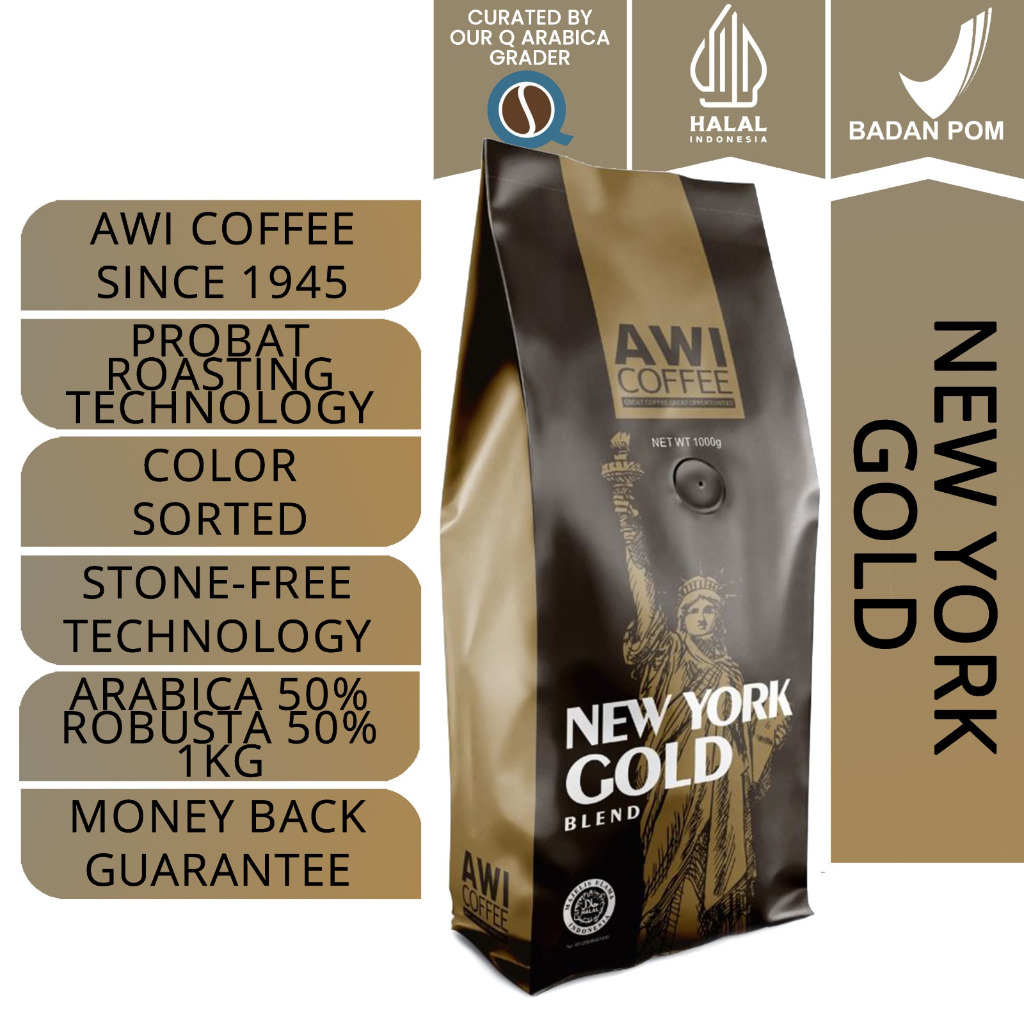 Jual Awi Kopi New York Gold Blend 1 Kg Biji | Roasted Coffee Bean ...
