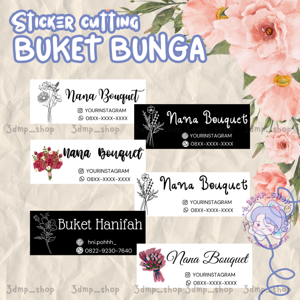 Jual Stiker A3 Cutting Bontax Chromo Label BUKET BUNGA Kemasan Product ...