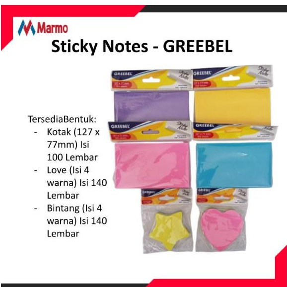 Jual Greebel Sticky Notes Bentuk Kotak Love Bintang Isi 100 Lembar ...