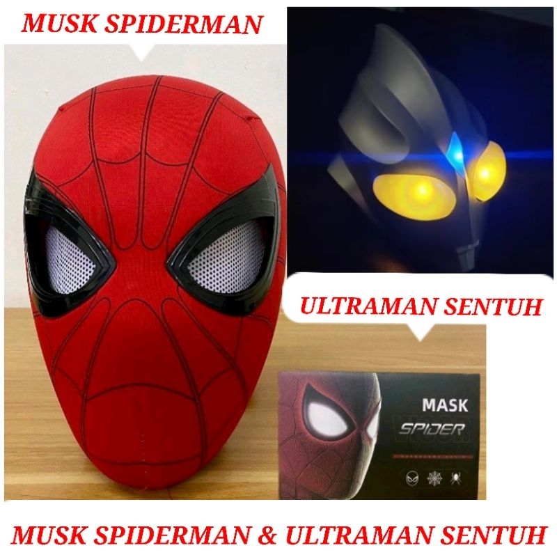 Jual Topeng Mask Spiderman Mata Berkedip Musk ULTRAMAN SENTUH Super ...