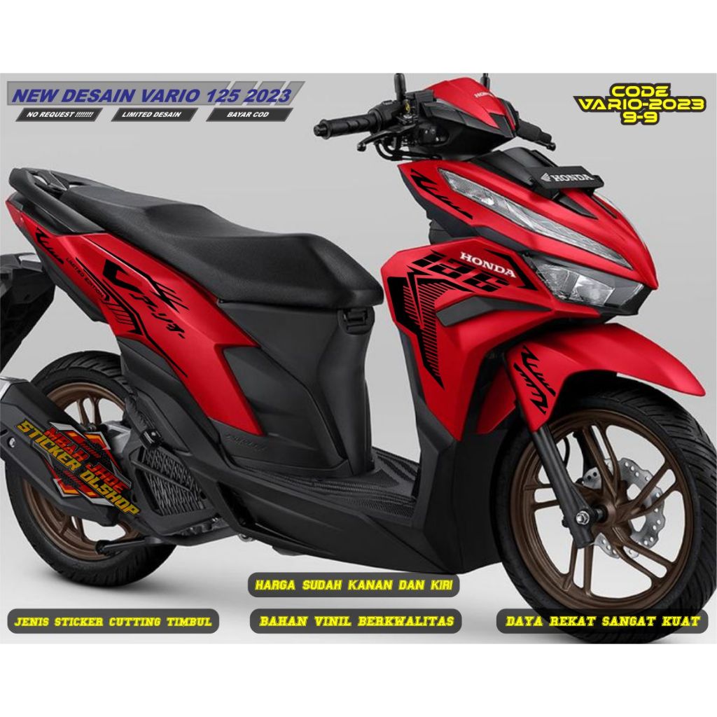 Jual sticker cutting custom motor honda vario new 125 gen 2 th.2023 body merah | Shopee Indonesia