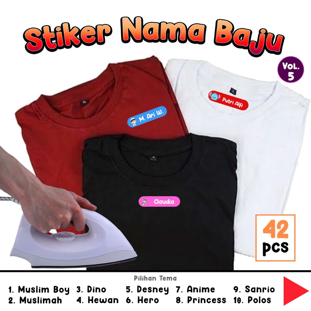 Jual STIKER BAJU NAMA CUSTOM - Vol.5 Per Tema / Stiker Kain Kaos Lucu ...