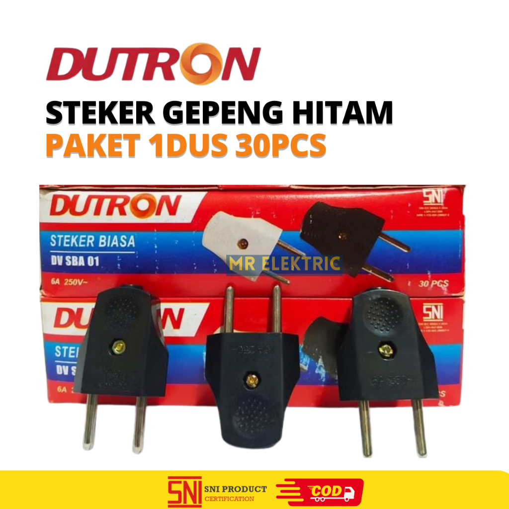 Jual PAKET 1DUS Steker Gepeng Dutron Hitam DV SBA 01 Colokan Listrik ...
