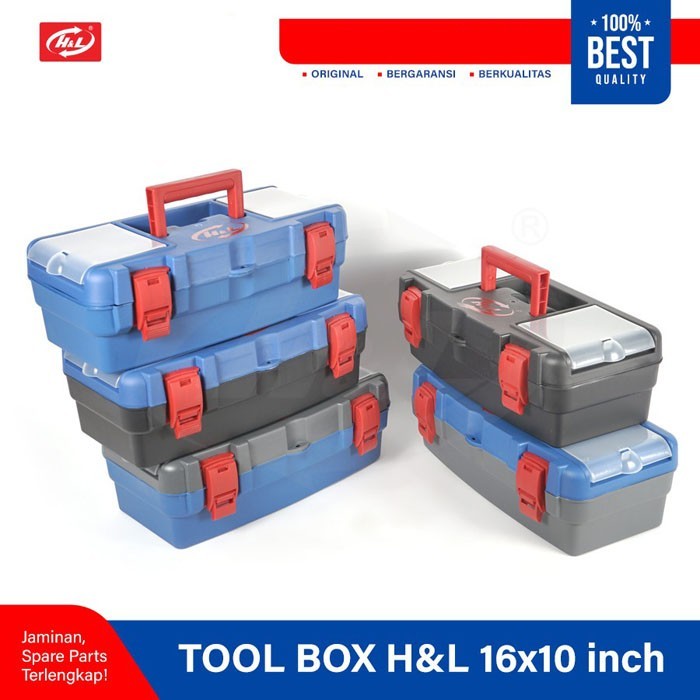Jual HL Tool Box / Tool Box Besar Plastik 16 Inch x 10 - BIRU-HITAM ...