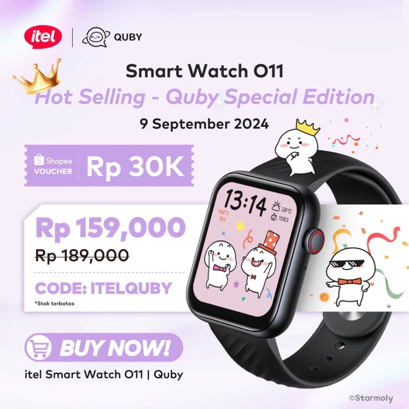 Jual READY itel & Quby Smart Watch O11 3 Active | Tahan Air 5ATM ...