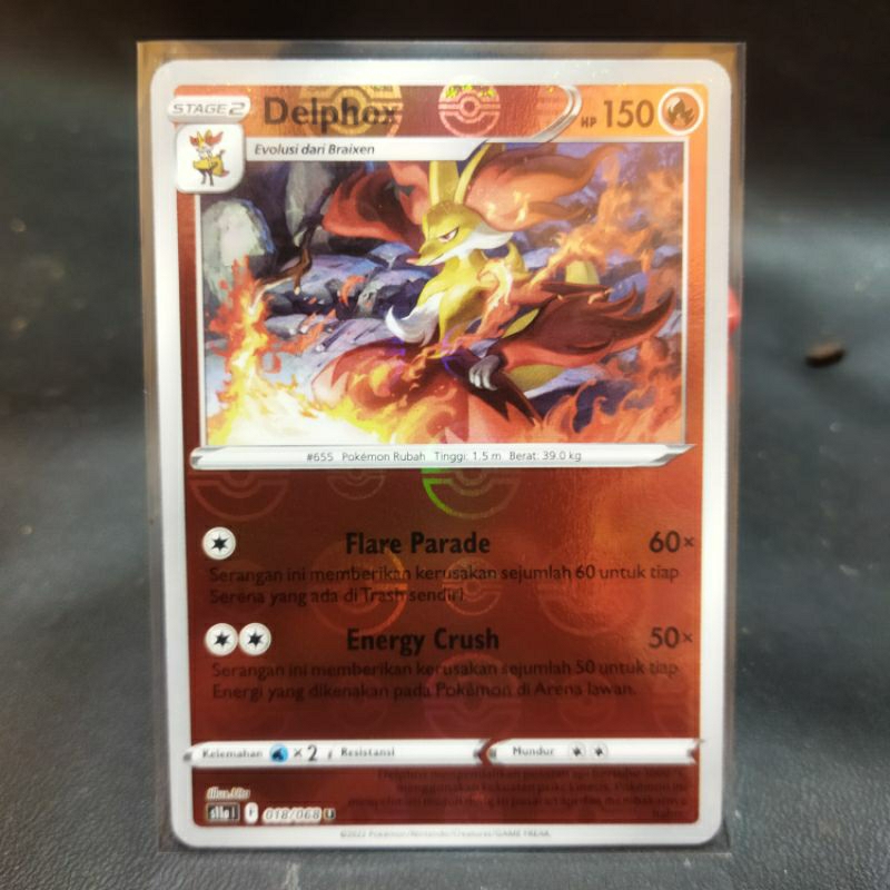 Jual Pokemon TCG Indonesia Delphox reverse holo pokeball s11a 018/068 U original | Shopee Indonesia