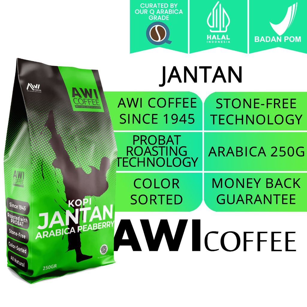 Jual Awi Coffee JANTAN Peaberry 250Gr | Arabica Peaberry Roasted Bean ...