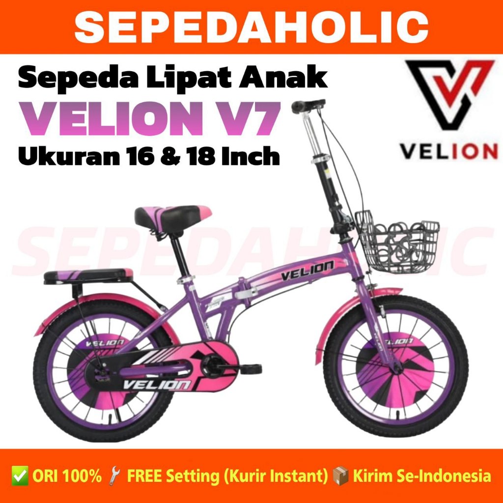 Jual Sepeda Lipat Anak 16 18 Inch VELION V1 V7 / HIGHWIND 610 Keranjang ...