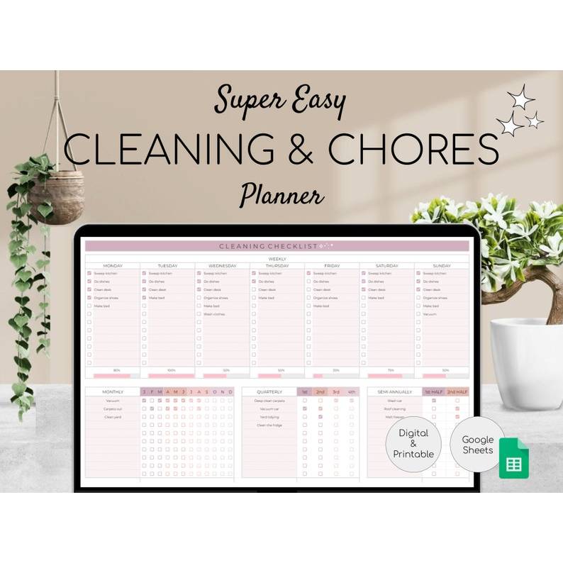 Jual Weekly Cleaning Checklist Monthly Yearly Chore Chart Cleaning