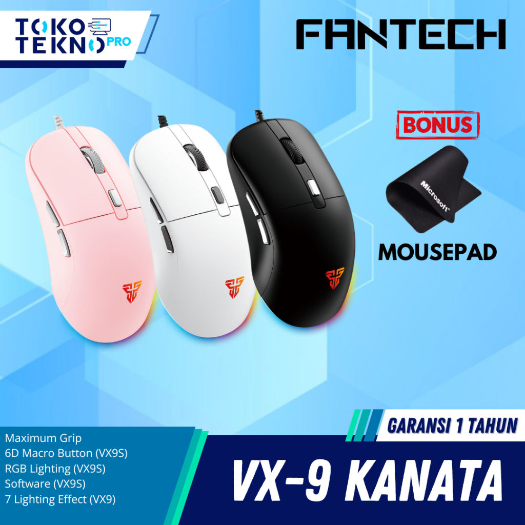 Jual Fantech VX9 / VX9S Kanata RGB Gaming Mouse Garansi Resmi Ambidextrous | Shopee Indonesia