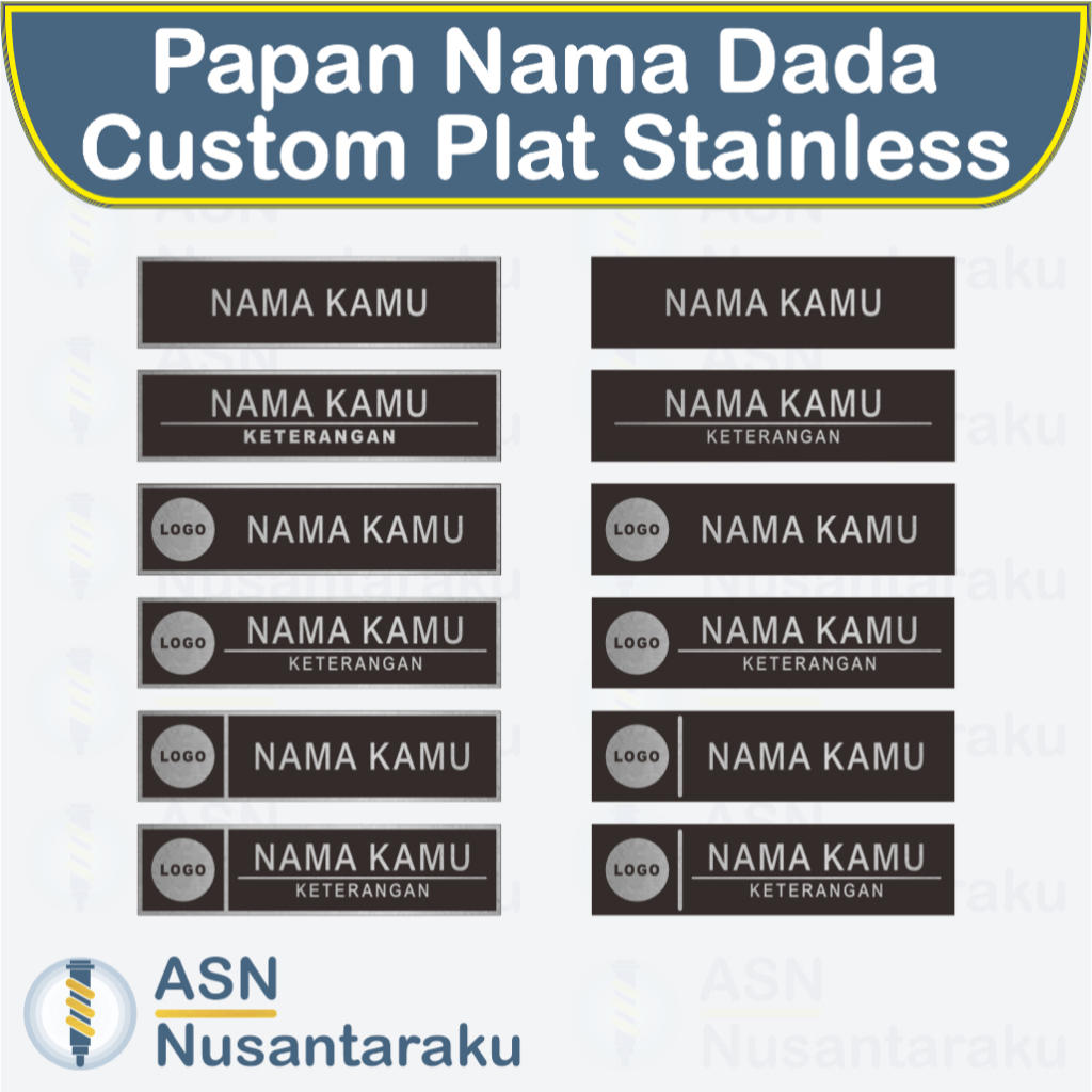 Jual ASN Nusantaraku | Nametag Papan Nama Dada Custom Stainless Semua ...