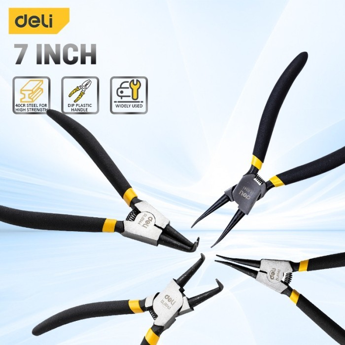Jual Tang Jepit Snap Ring 7" Inch DELI - Tang Spi Circlip Plier - BE ...
