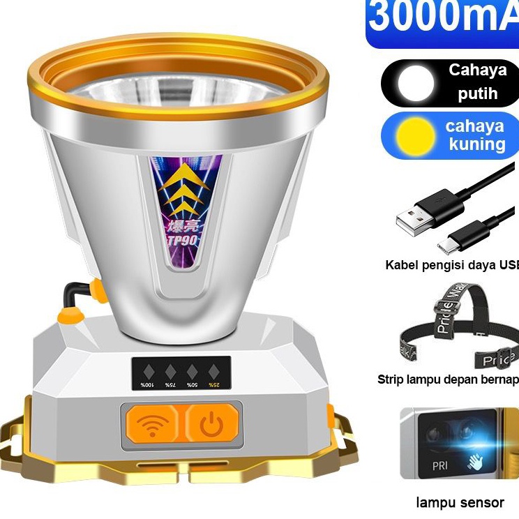 Jual Borong Senter kepala super terang senter led super terang lampu depan tahan air sensor ...