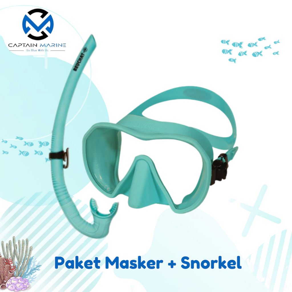 Jual Paket Alat Selam Kacamata Selam Dan Snorkel Beuchat Diving Mask ...